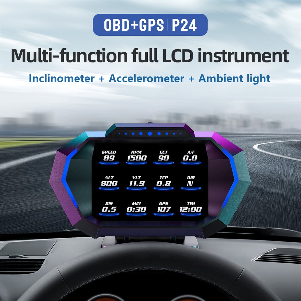 HUD GPS OBD2 Head Up Display Car Digital Speedometer RPM Water Oil Temp ...