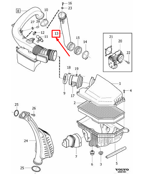 2015 Volvo Xc60 Diesel Turbo Intercooler Pipe 30774692 for sale online ...