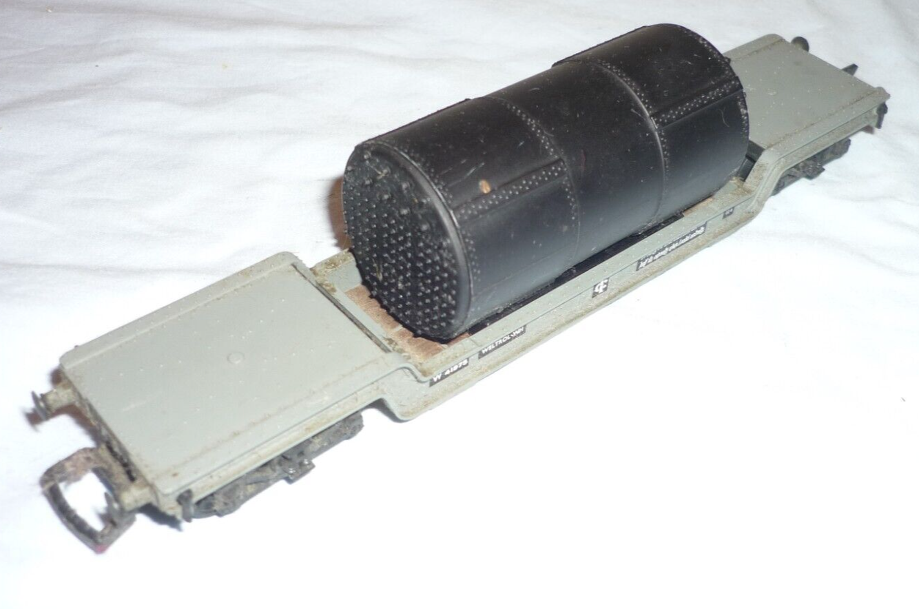 Bachmann 33-876 OO Gauge 45 Ton Bogie Well Wagon With Boiler BR Grey ...