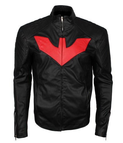 Batman Beyond Black Faux Leather Motorcycle Jacket Halloween Cosplay ...
