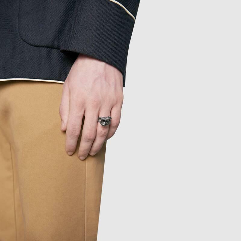 Gucci Unisex Aged Silver Garden Snake Ring IT 18/US 8.25 525177 0811 | eBay