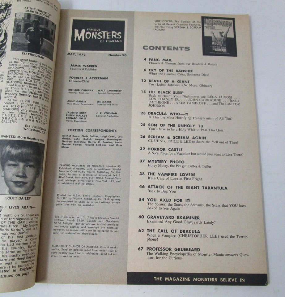 Famous Monsters of Filmland #90 May 1972 [GD] Vintage Warren Horror ...