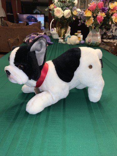 FAO Schwarz 12" Plush Puppy Dog Boston Terrier Stuffed Animal New with ...