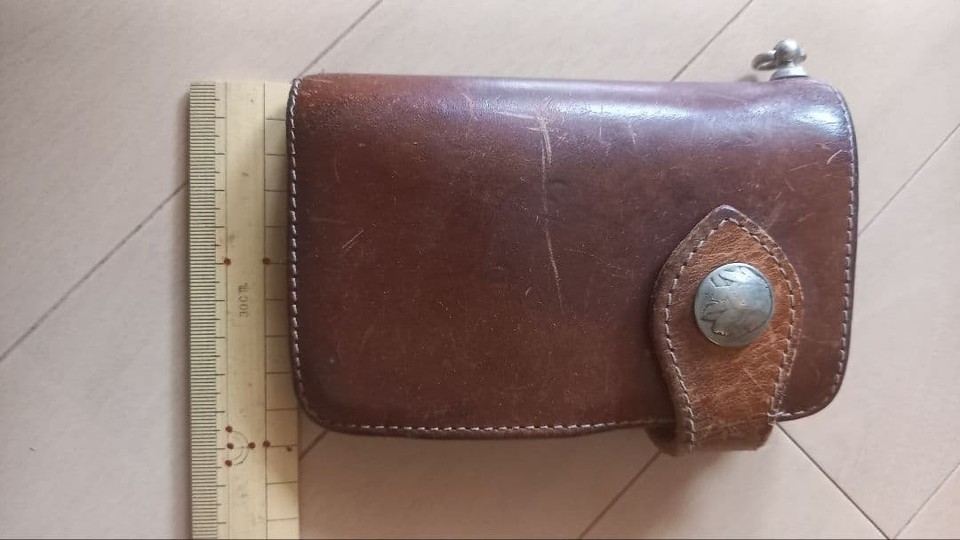 Biker leather Long wallet Brown Alzuni w/Wallet Leather Rope Made in ...