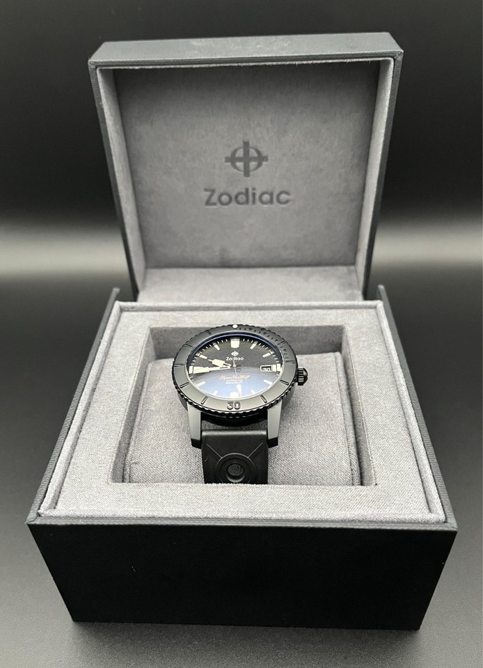 Zodiac Super Sea Wolf Men's Black Watch, 200M WR, Reference ZO9297 | eBay
