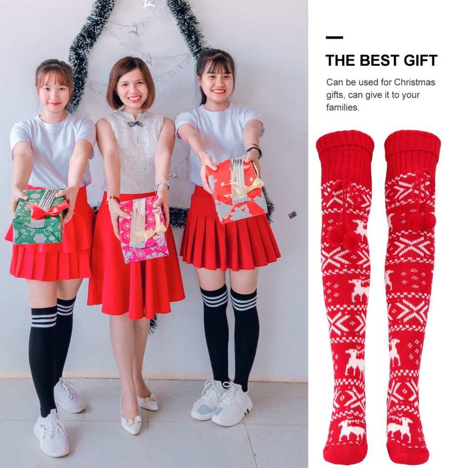 1 Pair of Female Ultra-long Tube Socks Knitted Over-the-knee Socks ...