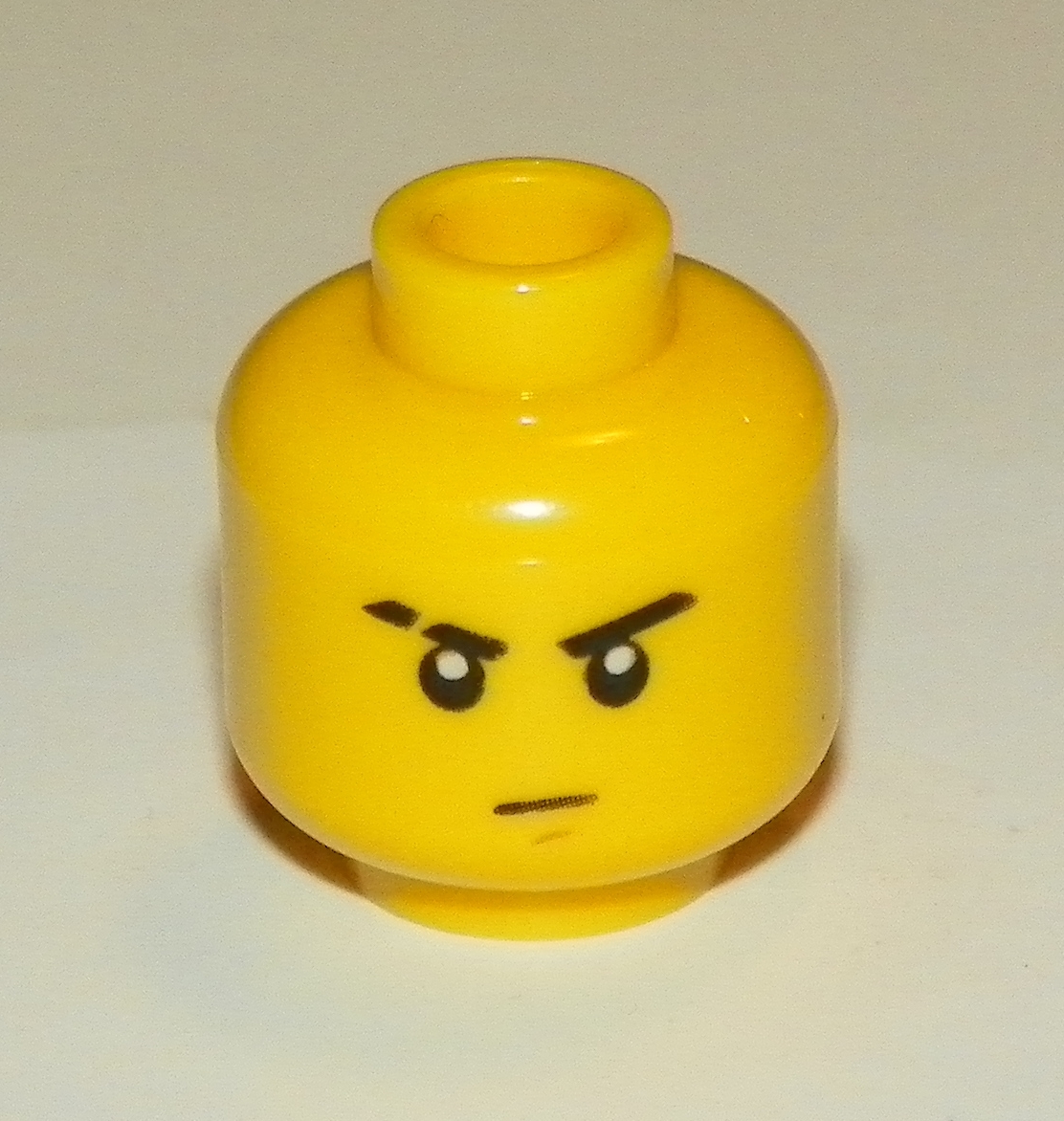 LEGO - Minifig, Head Male Stern Eyebrows, one Scarred w/ Chin Dimple ...