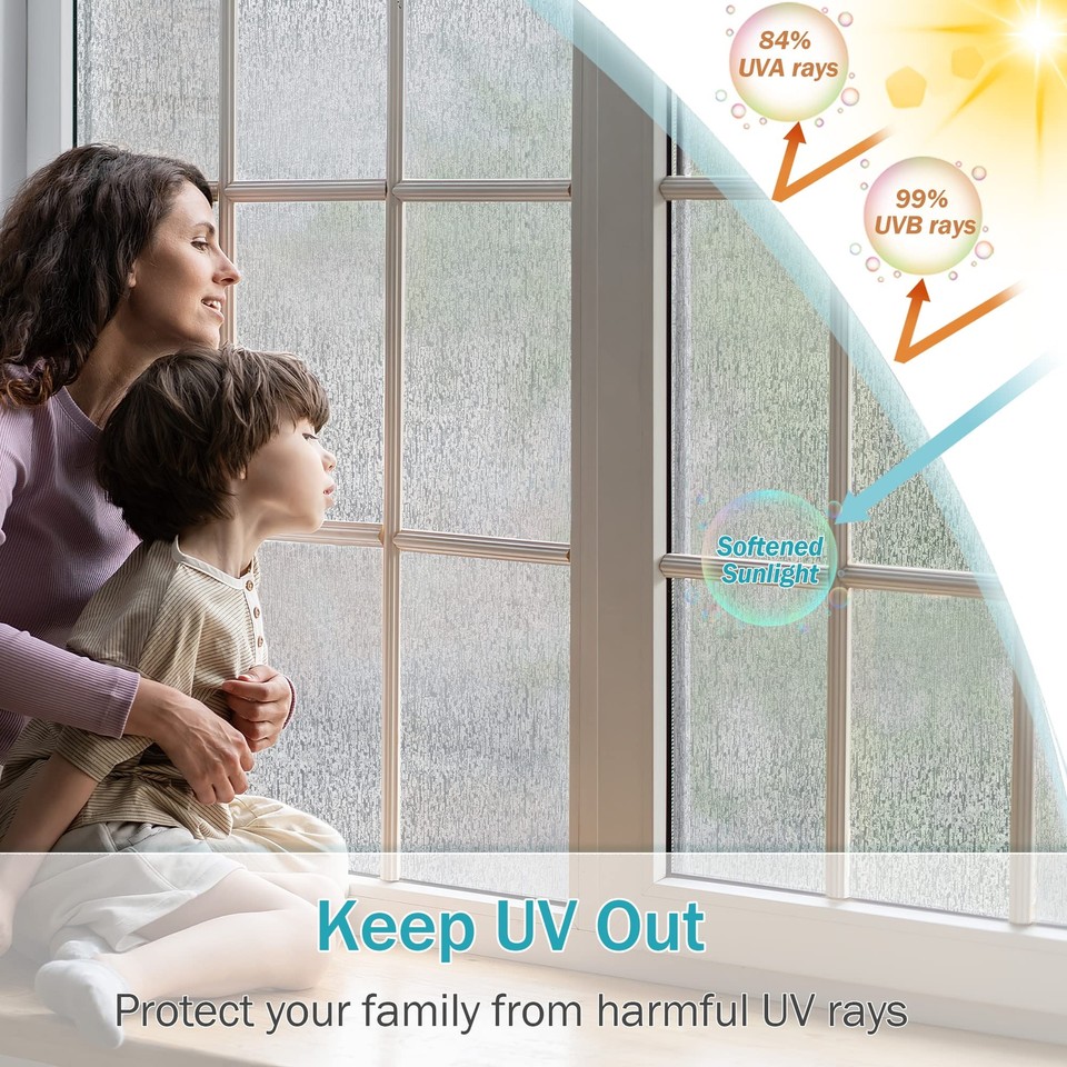 VELIMAX Rain Glass Window Film Privacy Static Window Clings Decorative ...