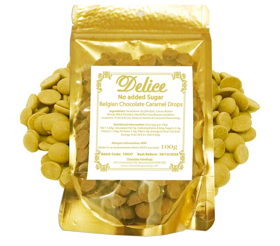 Delice No added Sugar Belgian Chocolate Drops - Sugar Free - Diabetic ...