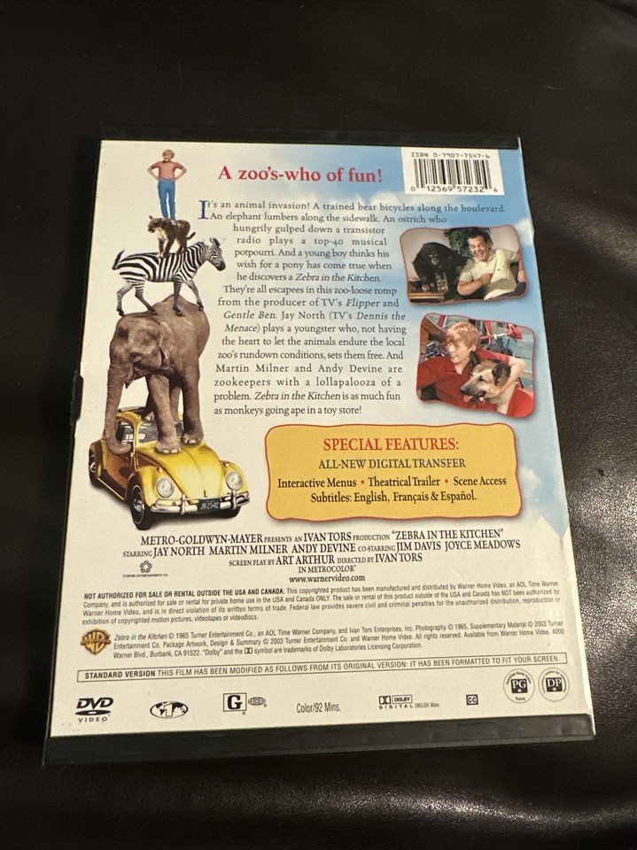Zebra in the Kitchen 1965 (DVD, 2003, Full Screen) SNAPCASE RARE ...