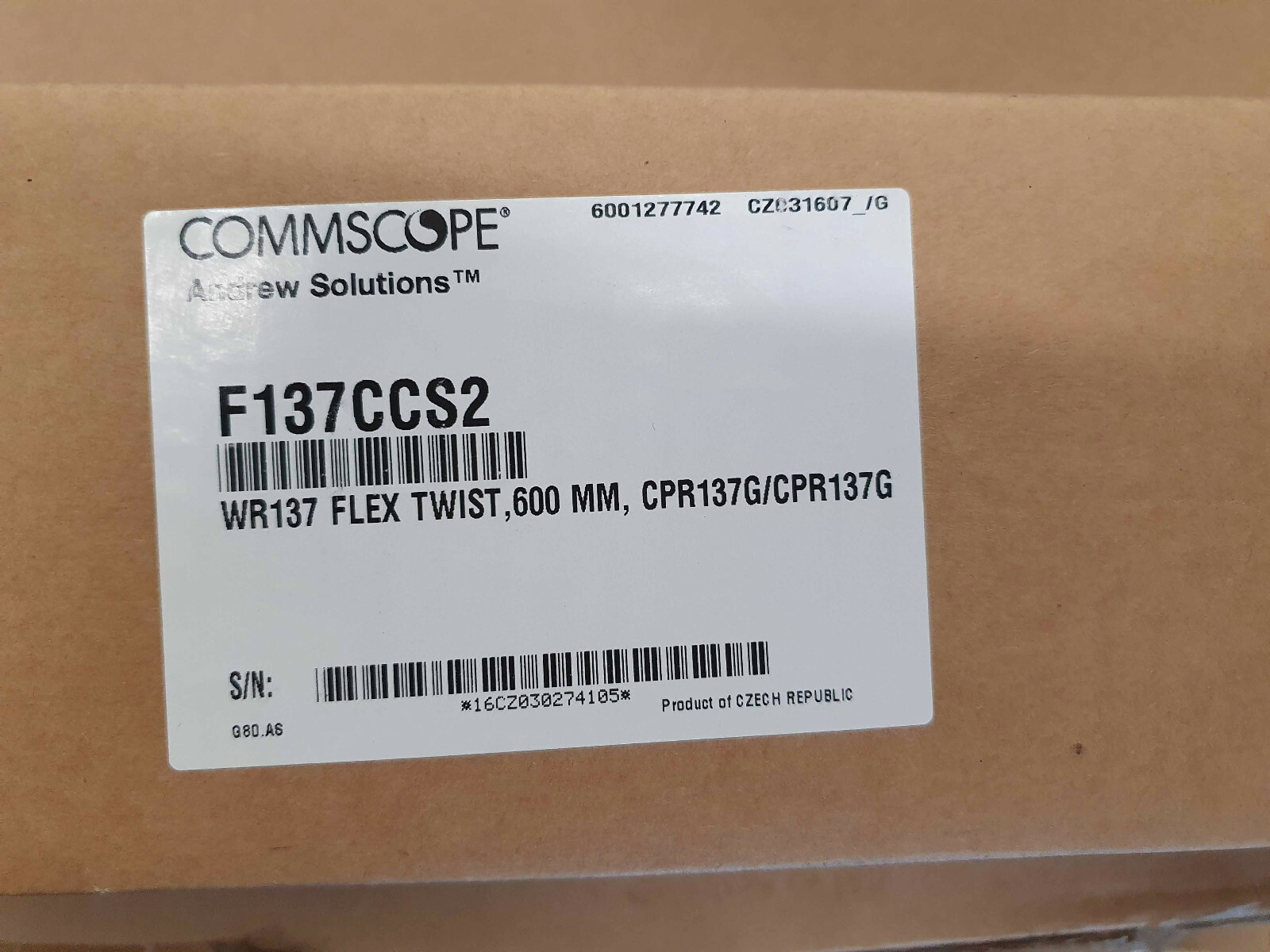 CommScope WR137 F137CCS2 WAVEGUIDE FLEX TWIST TRANSITION 600MM CPR137G ...