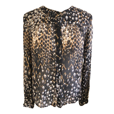 Trina Turk Women Animal Print Leopard Silk Top S Button Down Sheer ...
