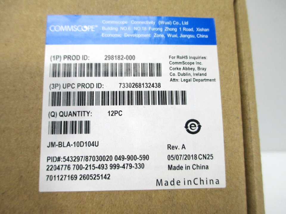 COMMSCOPE 298182-000 ( box of 12 pcs ) BLANK DUCT PLUG COMMUNICATION ...