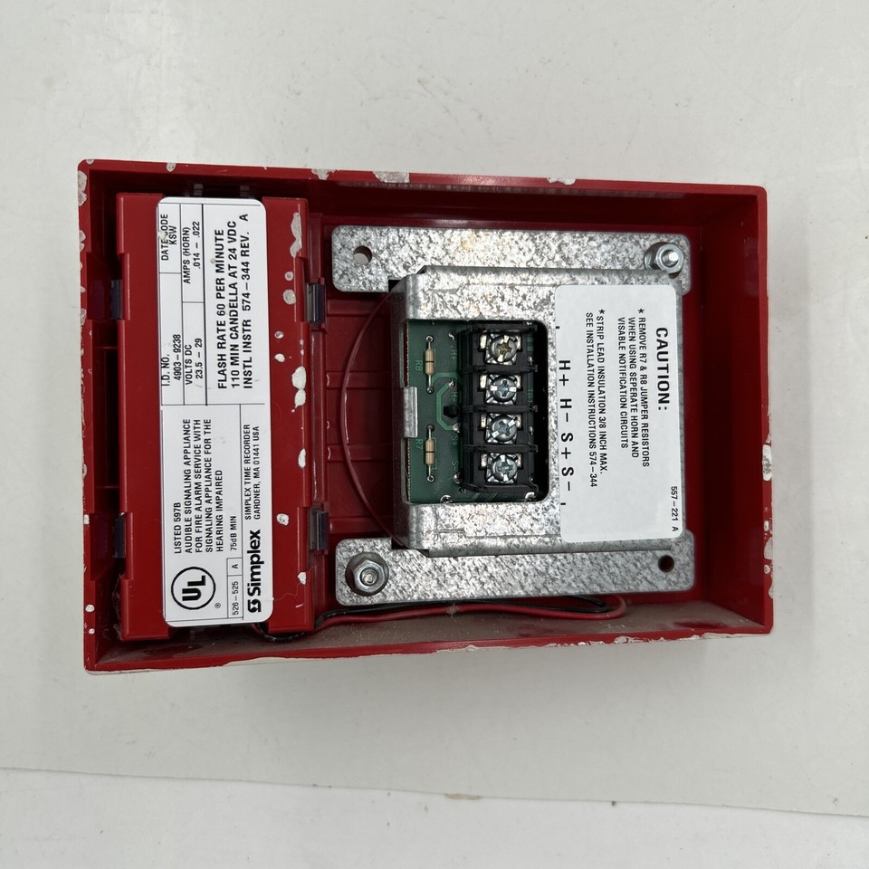Simplex 4903-9219 Horn & Strobe Horizontal Fire Alarm - Red ...