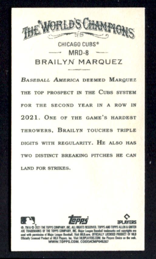 Brailyn Marquez 2021 Topps Allen & Ginter Rookie Mini Card Design ...