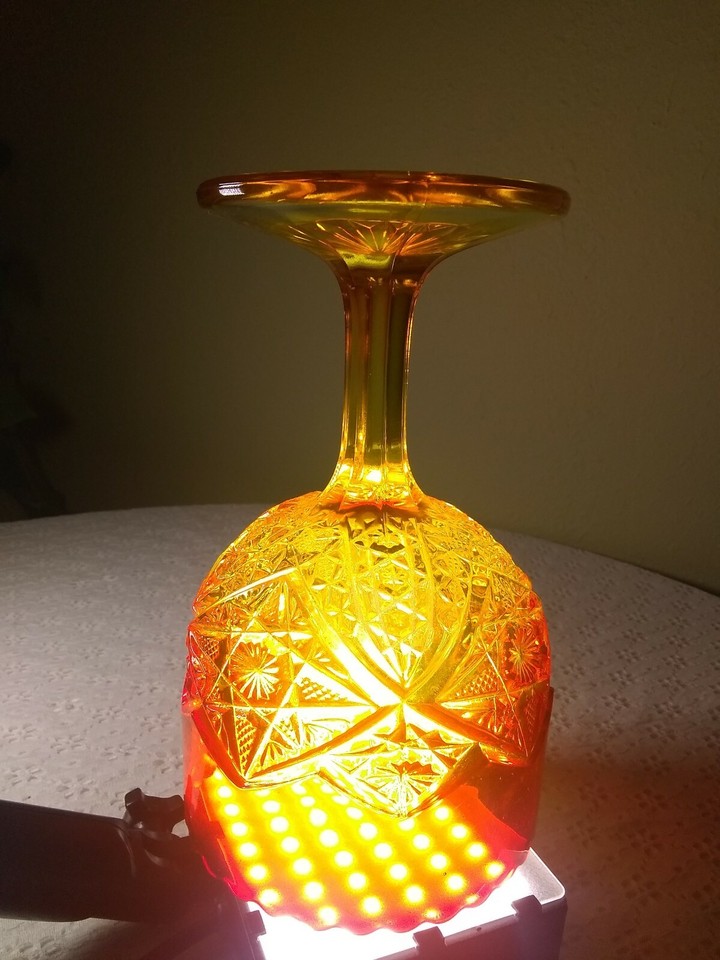 VIKING GLASS Amberina Tawney 8" Goblet/Chalice/Compote Ruby Red & Gold ...