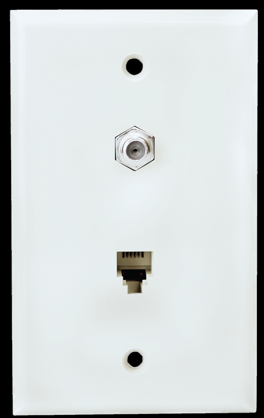 Datacomm 40-0021 RJ11 Phone 4-Conductor Coax F81 Wall Plate Ivory UL ...