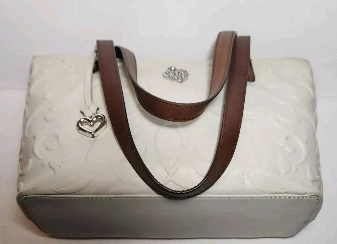 BRIGHTON CORDOBA COLLECTION WHITE LUCIA EMBOSSED SPANISH MOTIF SHOULDER ...