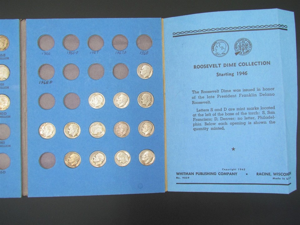 US ROOSEVELT 90% SILVER DIME COIN COLLECTION $10.10 FACE VALUE NO ...