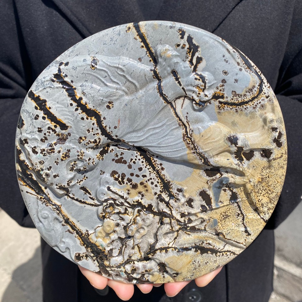 2.84LB Natural jasper disc quartz crystal tiger reiki Carving ...