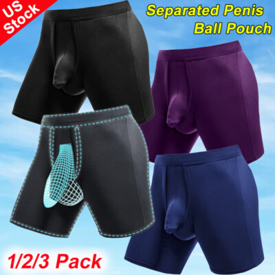 Anti Chafing Mens Boxer Briefs Shorts Long Leg Trunks Underwear ...