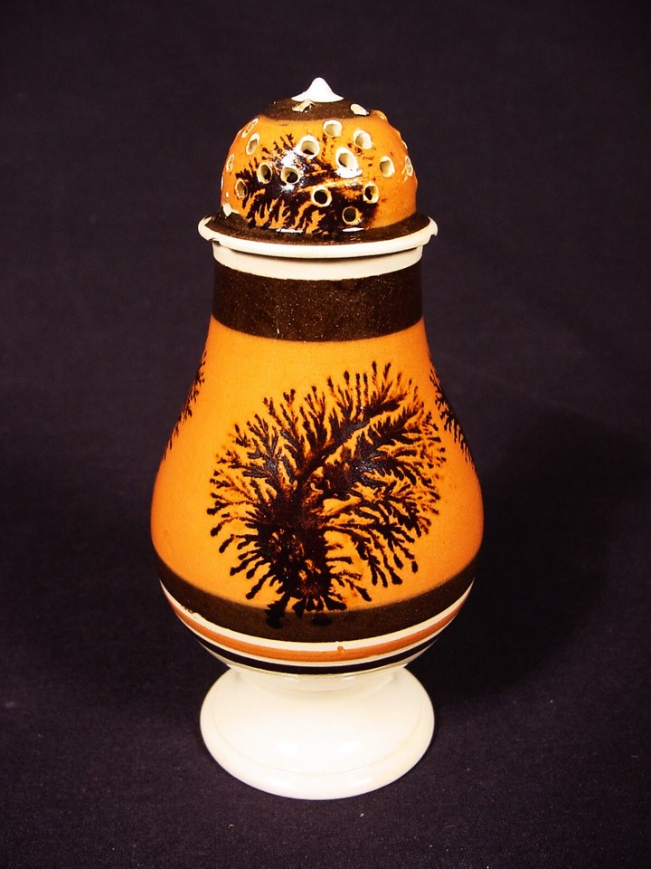RARE 1800s MOCHA WARE SEAWEED PEPPER POT MOCHAWARE PEARLWARE ...