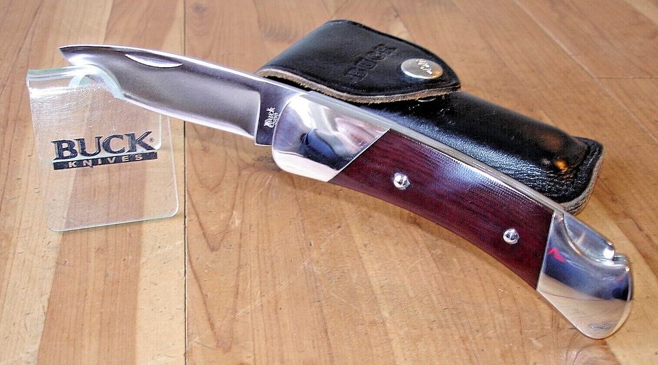 VINTAGE PRE 1986 BUCK KNIFE 500 DUKE 440C BLADE MAROON MICARTA HANDLE ...