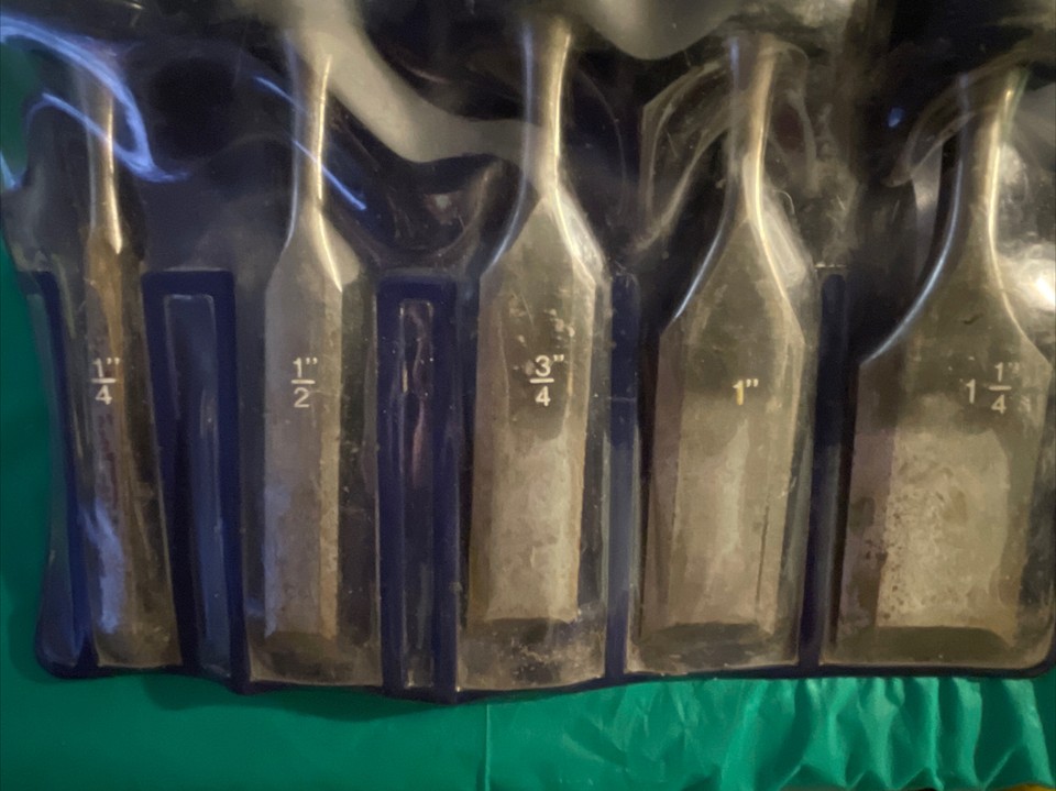 5 pc set vintage sears craftsman wood chisels with pouch | eBay