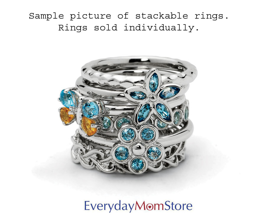 Sterling Silver Stackable Ring Blue Topaz Birthstones December Jewelry ...