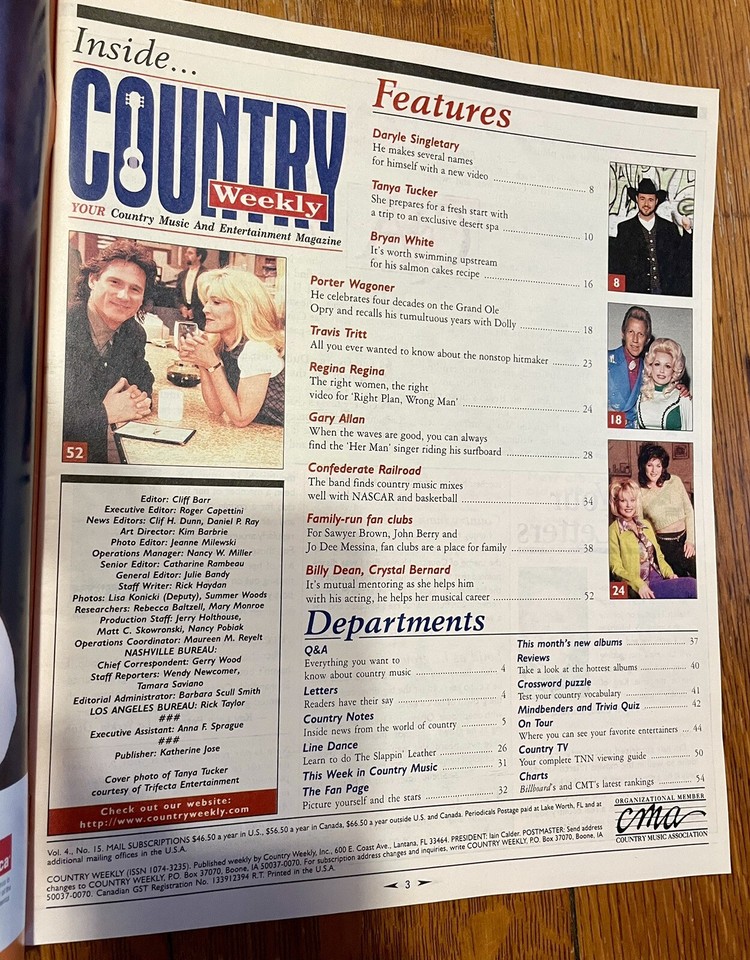CountryWeekly magazine April 15, 1997 Tanya Tucker Porter Wagoner ...