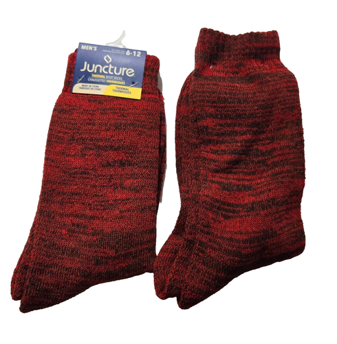 Juncture Thermal Boot Socks 2 Pair Fits Mens Shoe Size 6-12 Red Black ...