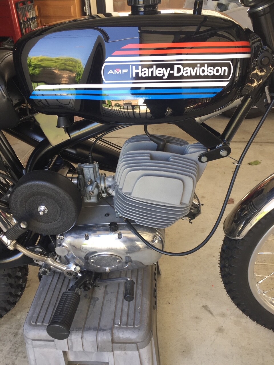 1974 AMF Harley Davidson SR100 SR 100 Tank Decal Set Red White Blue Baja Set | Aftermarket | 3M