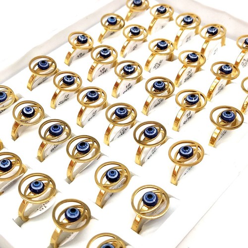 New 30pcs Unique design Stainless Steel Blue Eye Ring Women Charm ...