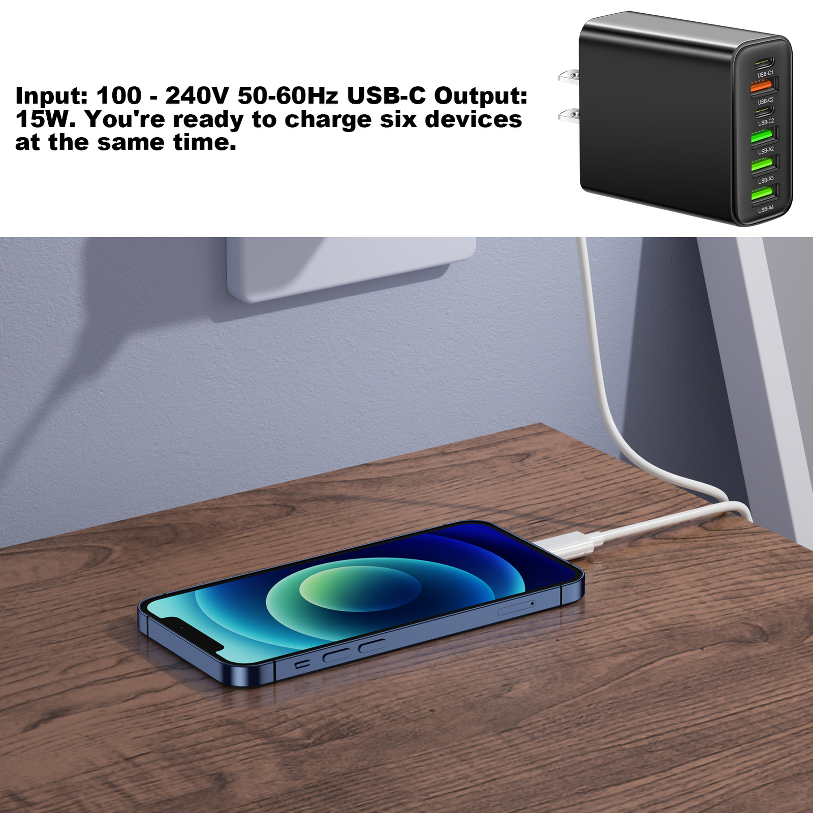 USB Multi Interface Mobile Phone Wall Charger With 2 Type C PD 4 USB | eBay