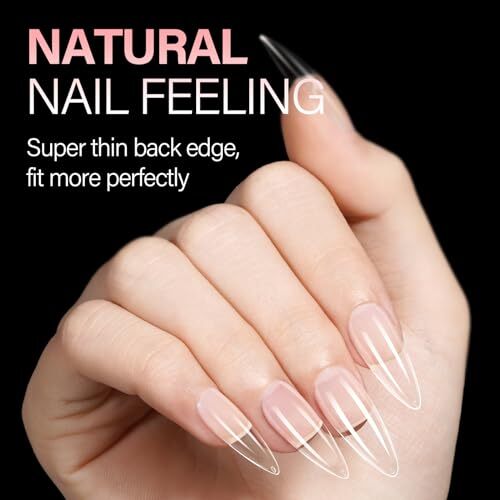 Nail Tips Soft Gel Full Cover Clear Gelly Nail Tips Half Matte Long ...