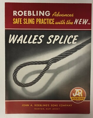 Roebling "Walles Splice" Vintage NOS Roebling's 1950's Wire Rope Sling ...