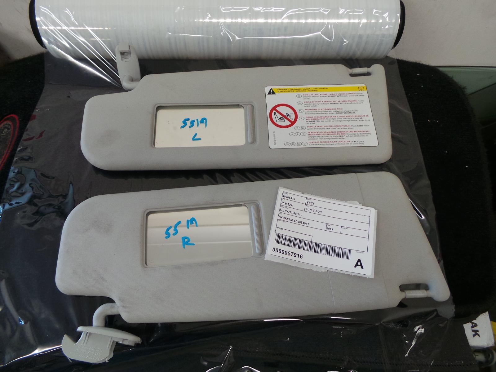 SKODA YETI SUN VISOR 5L, PAIR, 09/11- 11 12 13 14 15 16 17 | eBay