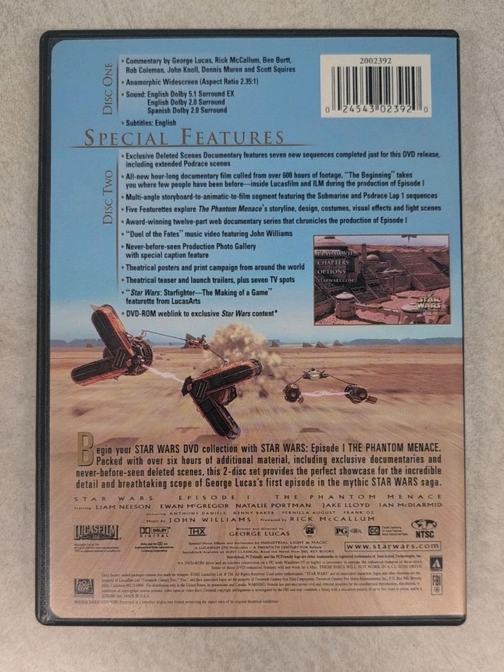 Star Wars: Episode I - The Phantom Menace (DVD 2001) Liam Neeson **B2G1 ...