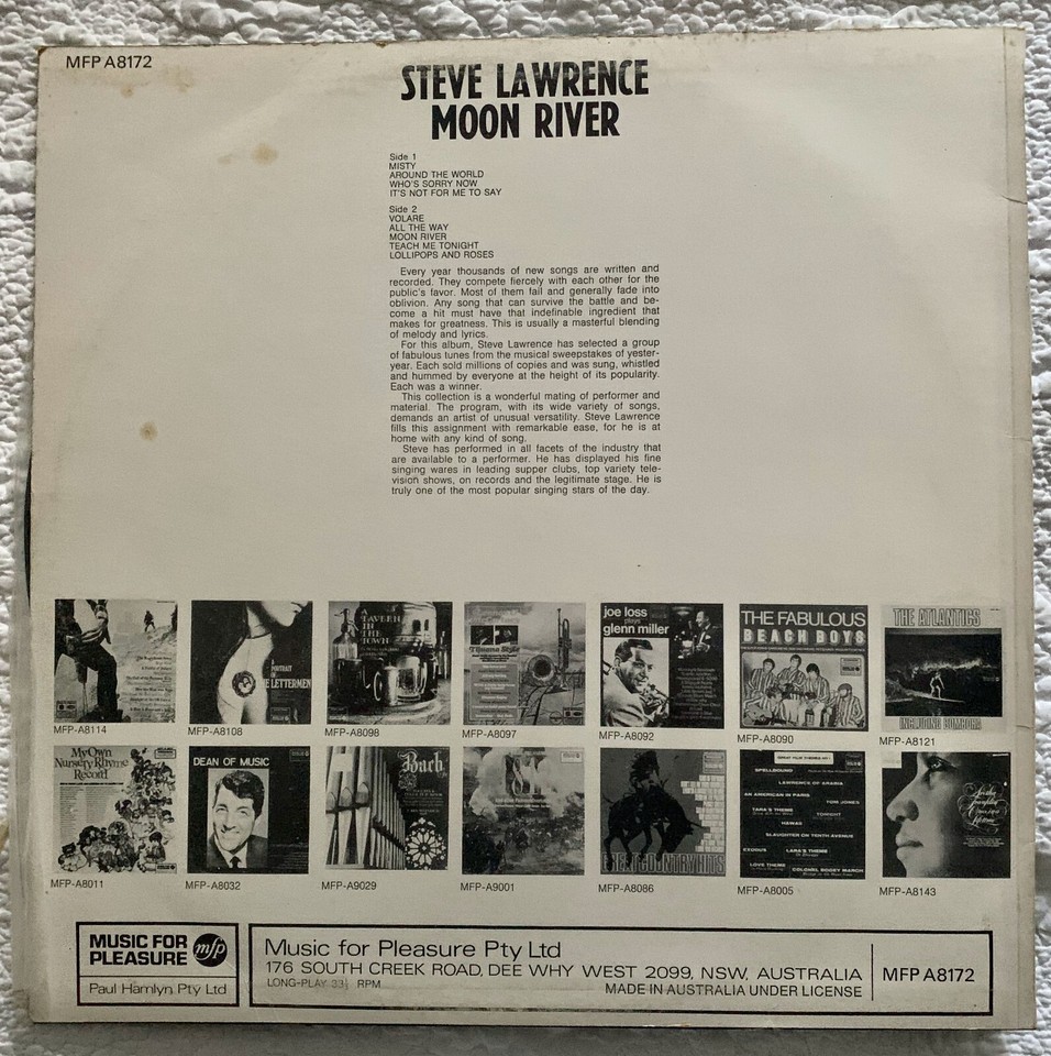 Steve Lawrence – Moon River Vinyl Record MFP 12" LP | eBay
