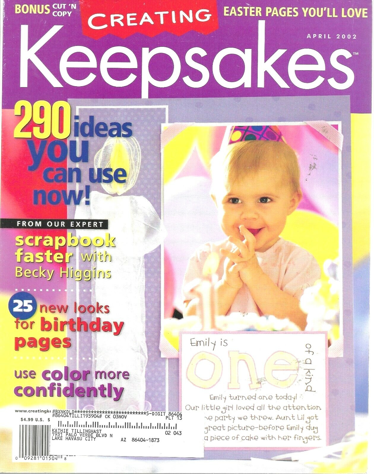 Creating Keepsakes Magazine April 2002 Becky Higgins Pages Scrapbooking ...