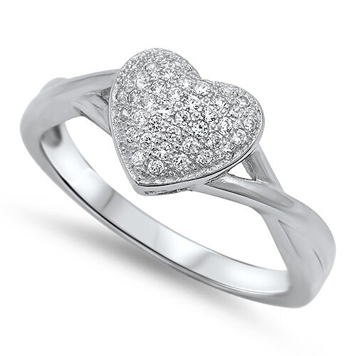 .925 Sterling Silver Infinity Heart CZ Promise Ring Available in Sizes ...