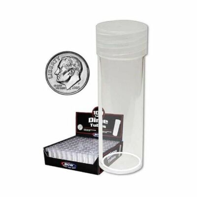 (Pack of 3) BCW Clear Round Coin Tubes DIME SIZE Heavy Duty Screw Top ...