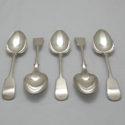 OLD ENGLISH FIDDLE Design Victorian Silver Service Cutlery Five Dessert ...