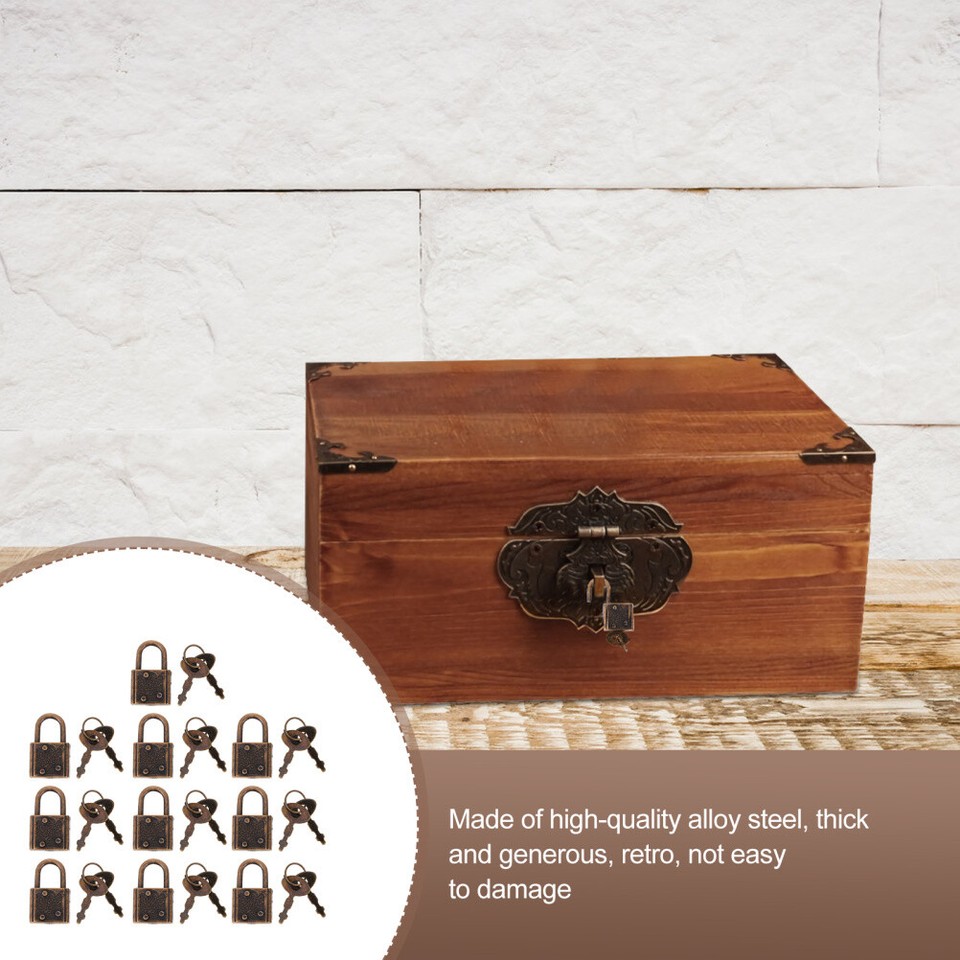10Pcs Small Padlock Chinese Lock and Key Vintage Furniture Locks ...