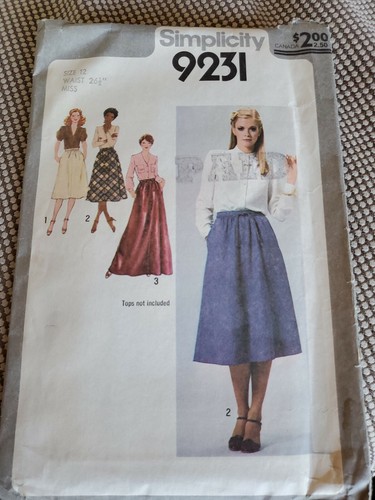 Vintage Sewing Pattern Simplicity 9231 Midi Maxi Skirt Inset Pockets ...