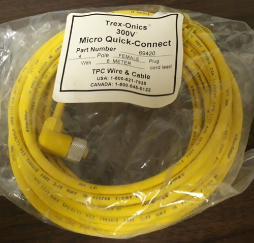 TREX-ONICS Micro Quick Connect 69420 18ft 300V 4 pole Female plug cord lead | eBay