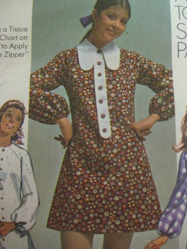 Vintage 70s Simplicity 8920 MINI DRESS w/ COOL RETRO COLLAR Sewing ...