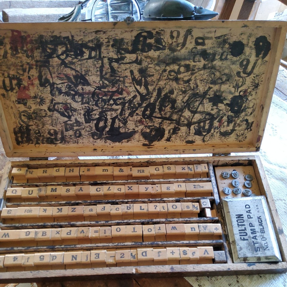 Fulton Vintage Chart Sign Marker Stamp Kit Wooden Box | eBay