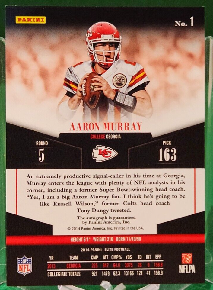 2014 Panini Elite AARON MURRAY #1 Blue Rookie Auto Chiefs | eBay