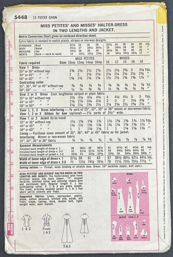 Halter Dress Jacket Simplicity 5448 Pattern Size 18 1970's Vintage ...